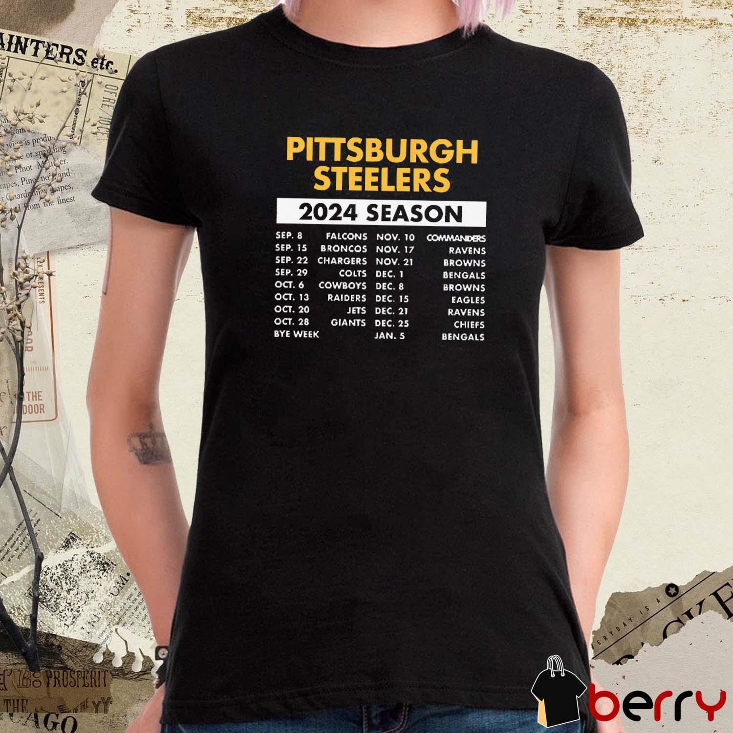 Pittsburgh Steelers Schedule 2024 t-shirt, hoodie, sweater, long sleeve ...