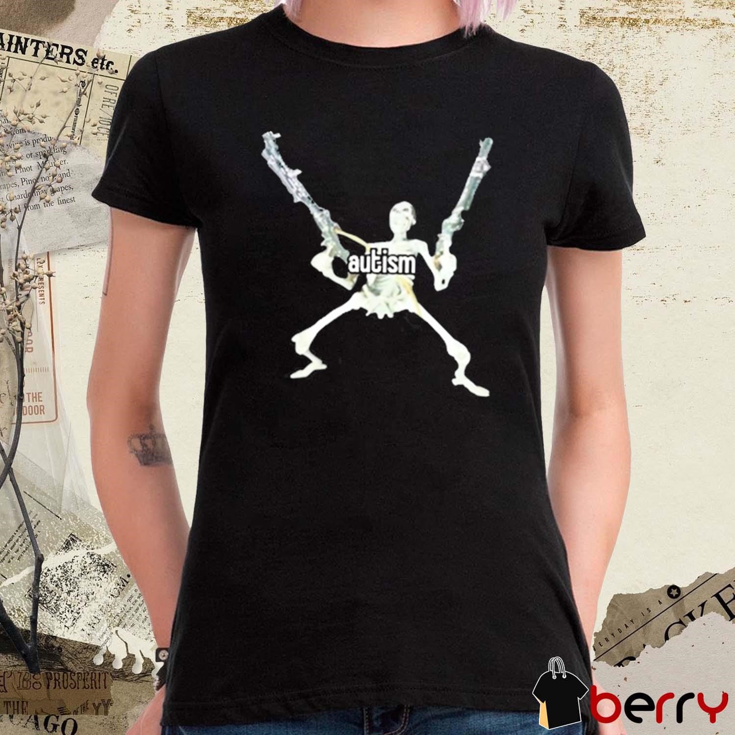 Official Autism Skeleton With Guns t-shirt, hoodie, sweater, long ...