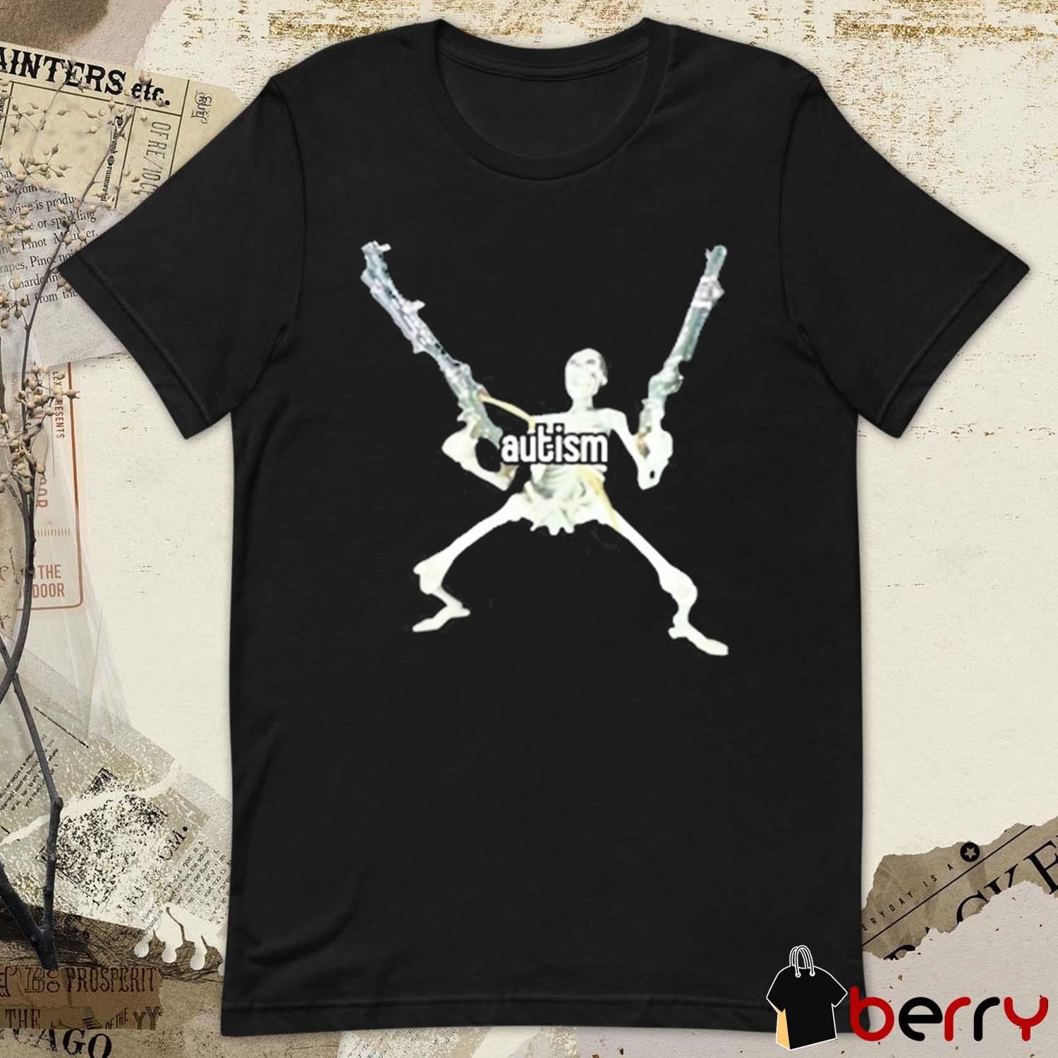 Official Autism Skeleton With Guns t-shirt, hoodie, sweater, long ...