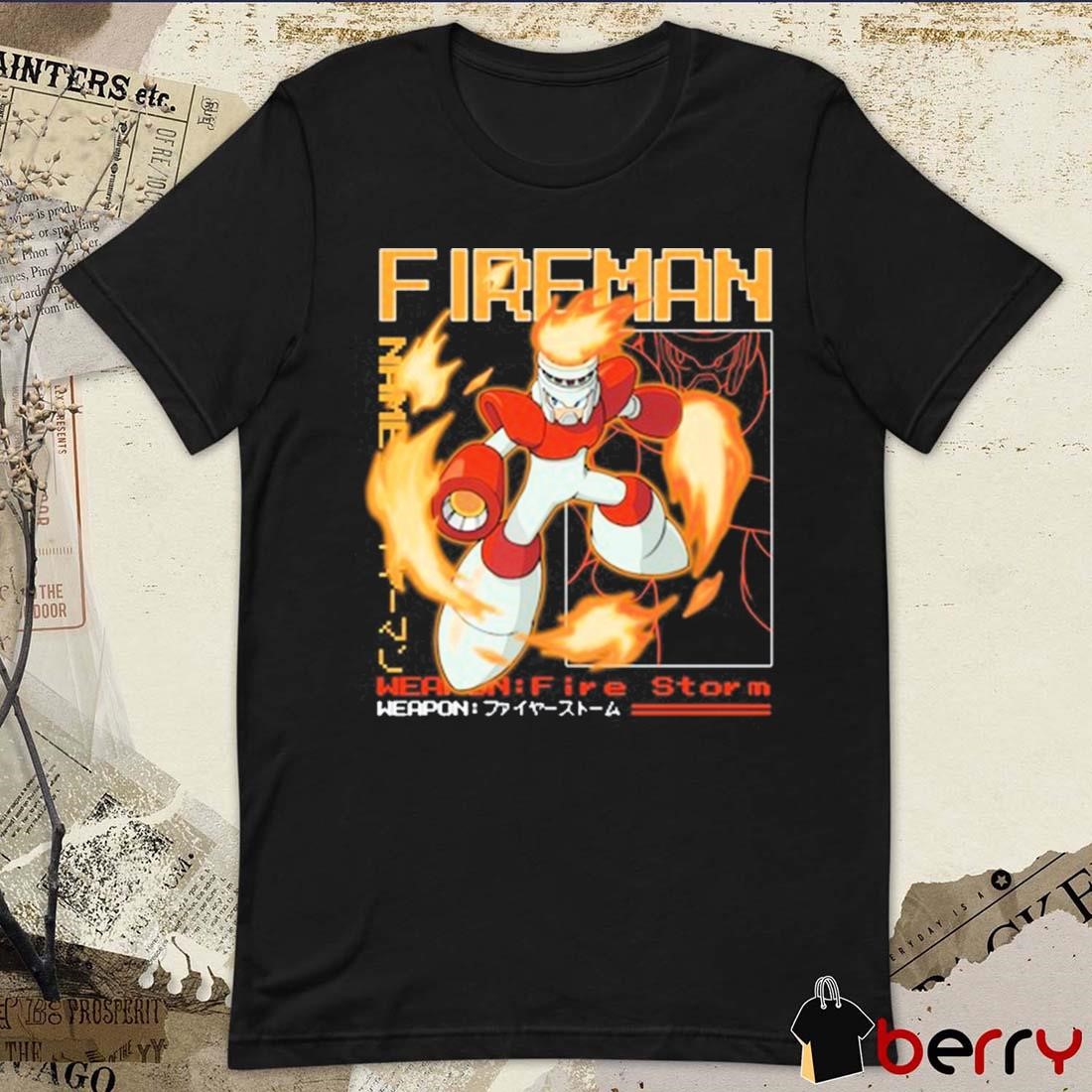 Official Megaman Capcom Fireman Large Print t-shirt, hoodie, sweater ...