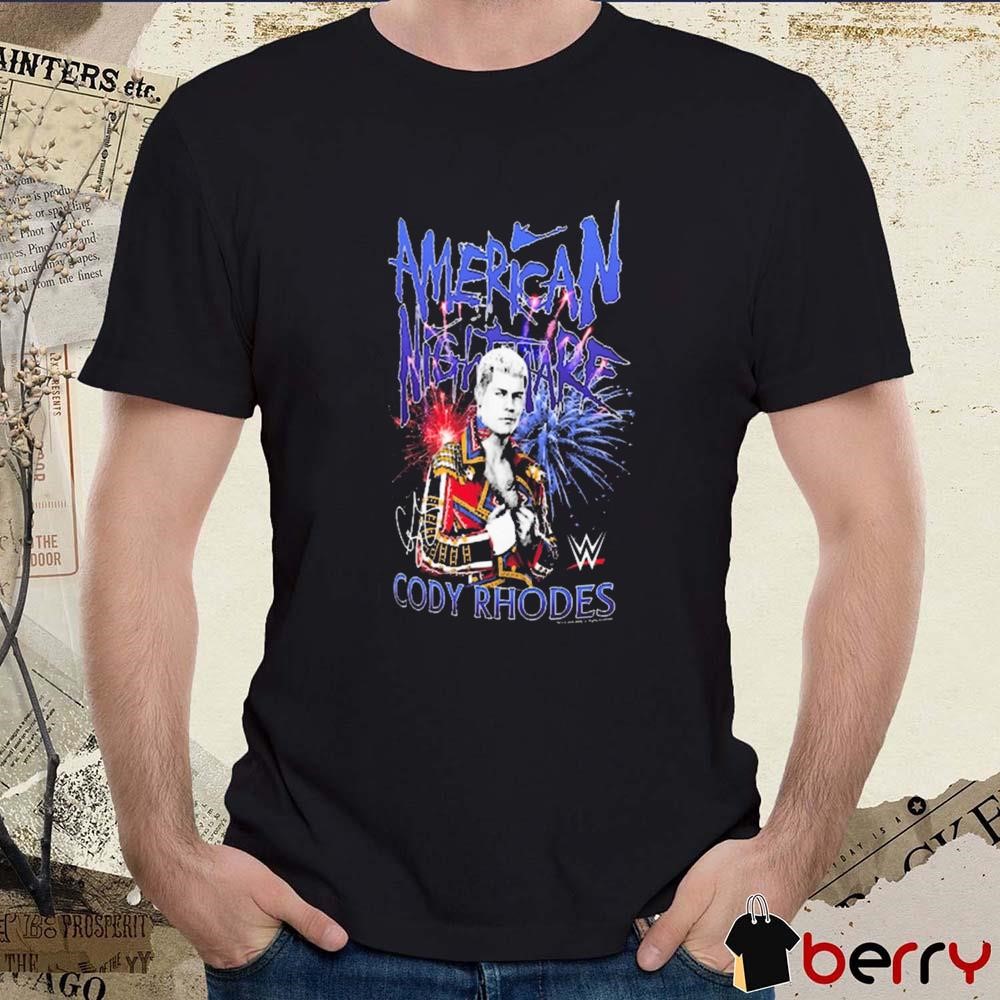 Official Ripple Junction Black Cody Rhodes American Nightmare Fireworks Signature Graphic t ...