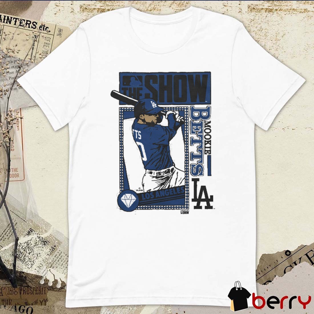 Official Mookie Betts MLB The Show Los Angeles Dodgers 2025 Cartoon t ...