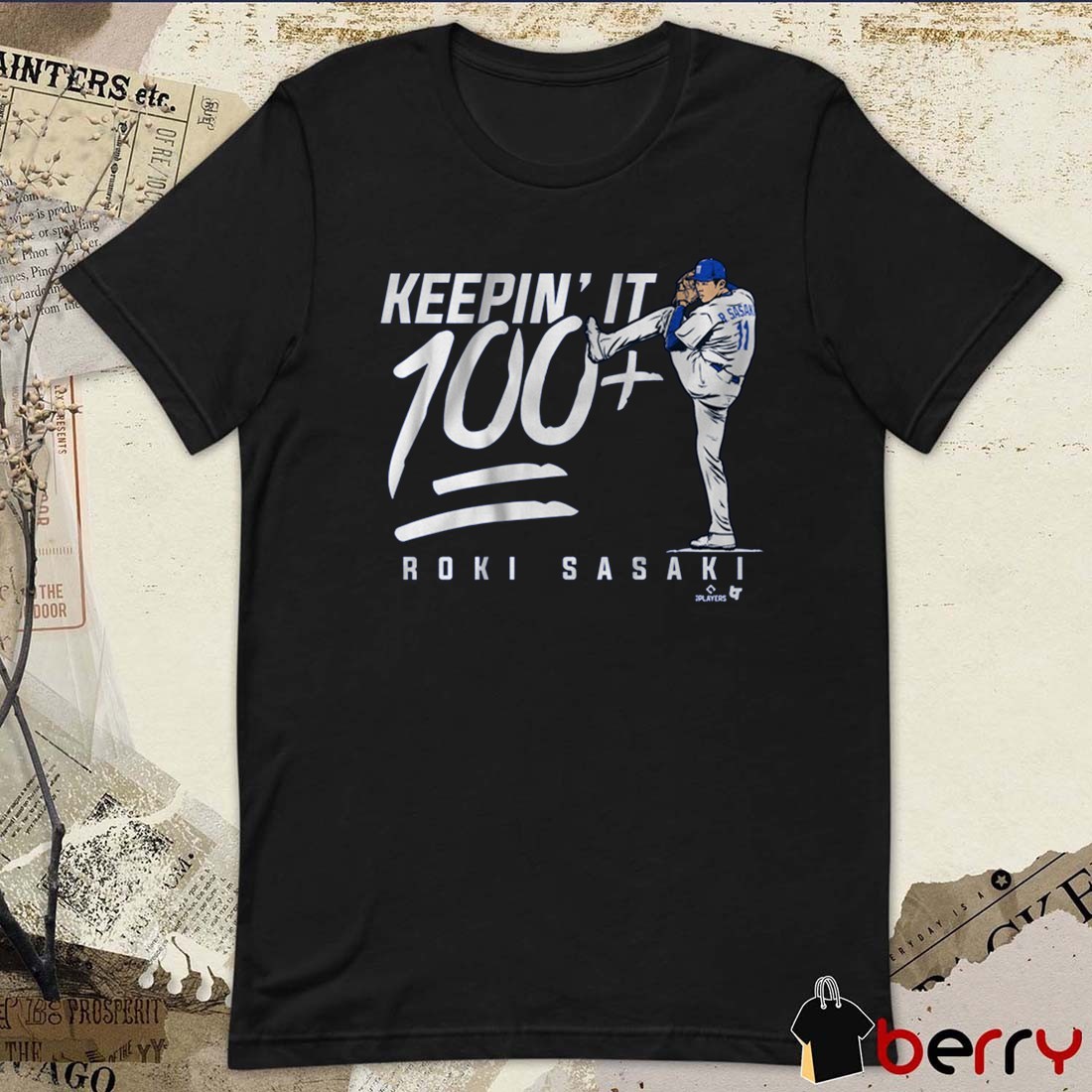 Official Roki Sasaki Keepin' It 100+ Los Angeles Dodgers MLB Baseball Painting 2025 t-shirt ...