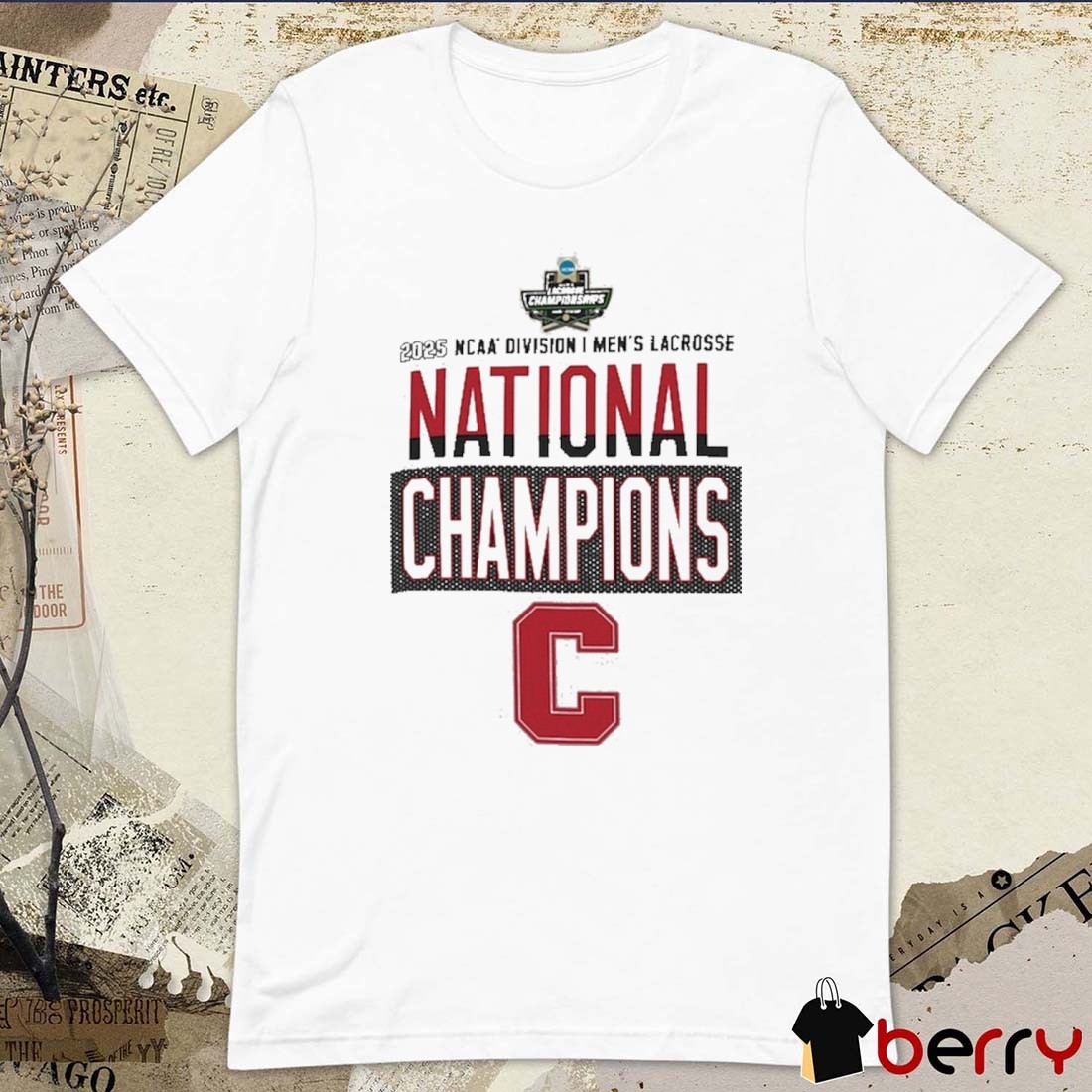Official Cornell Big Red 2025 NCAA Division I Men's Lacrosse National Champions Locker Room t ...